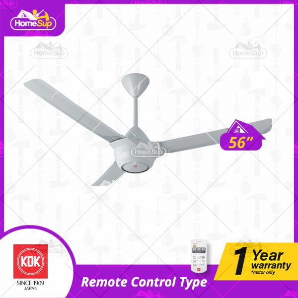 KDK Ceiling Fan K14XF-GY 3 Blades Remote Control Type (56″) - Grey